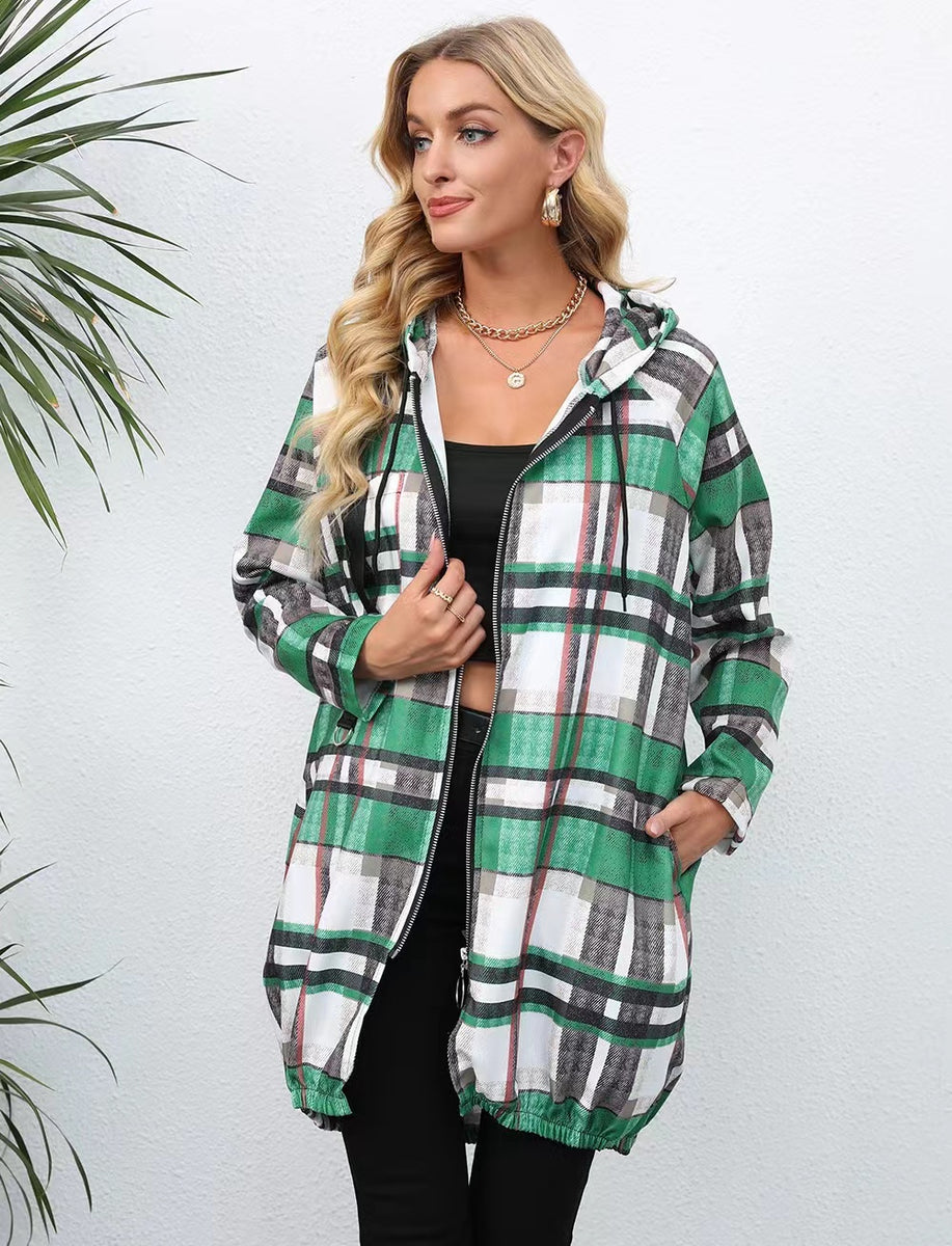 Plaid Zipper Down Jacket – Tracie's Boutique